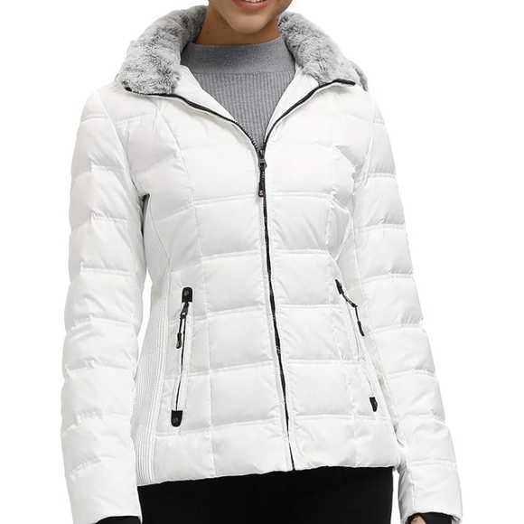 Jackets & Coats | New Slow Down Womens White Puffer Jacket With Faux ...